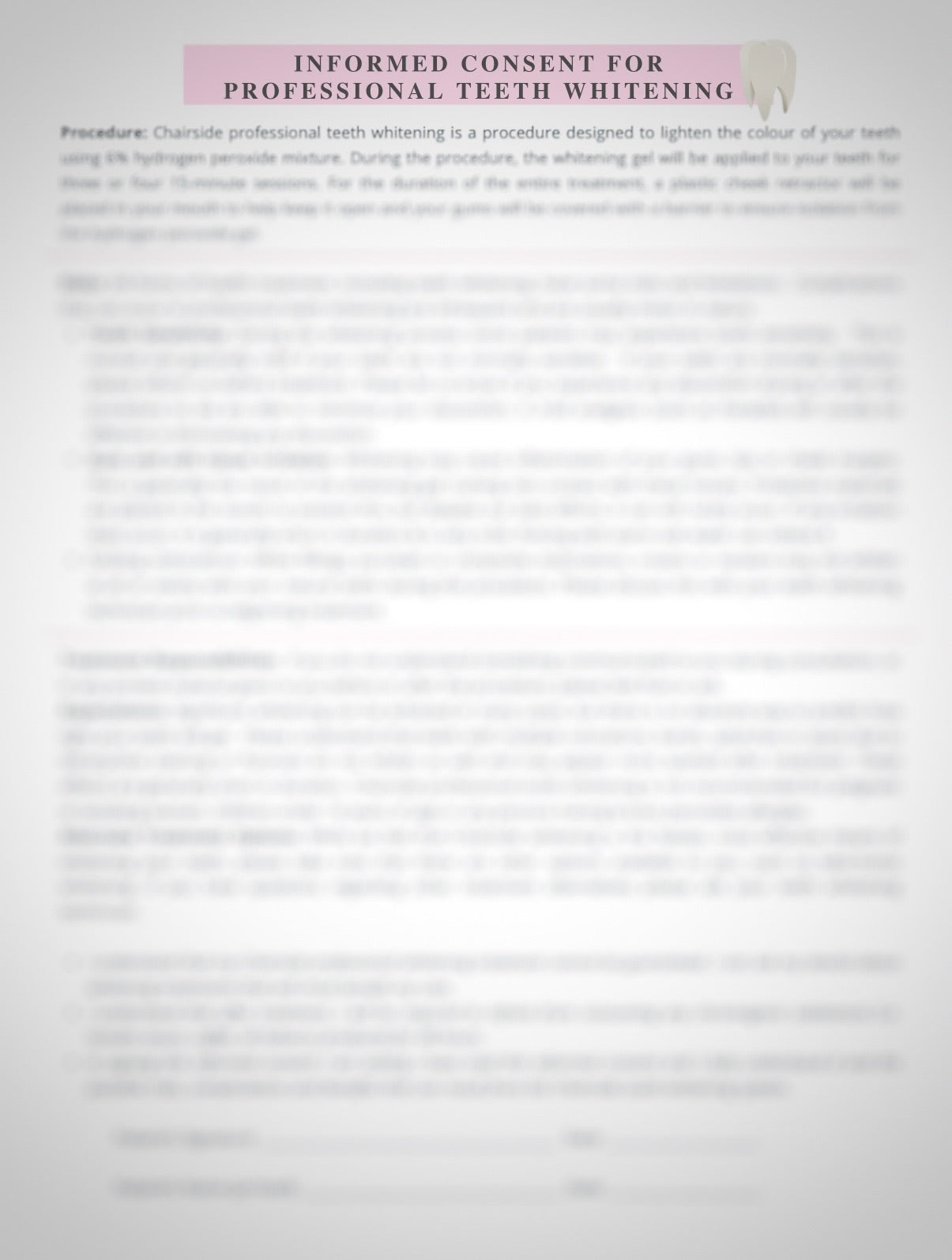 Teeth Whitening Consent Forms - Dentluxe